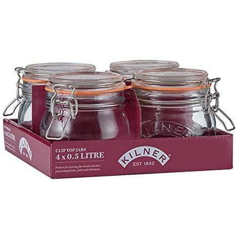 Kilner Clip Top Round Jar 0.5 Litre Set of 4 - Home Deco London